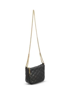 Saint Laurent Logo Plaque Quilted Chain Shoulder Bag