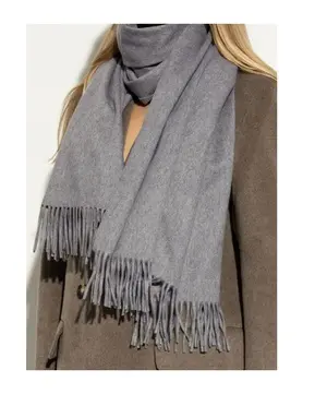 Max Mara Fringed Cashmere Scarf - Gray