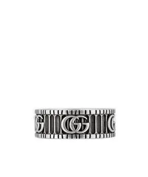 Gucci Gg Marmont Wide Sterling Silver Ring - Gray