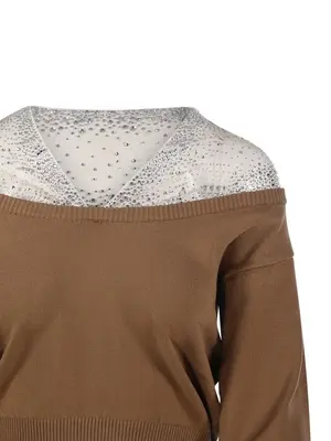 Giuseppe Di Morabito Embellished V-neck Sweater - Brown