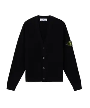 Stone Island Stone Island Logo Patch V-Neck Cardigan Black