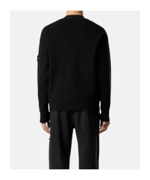 Stone Island Logo Patch V-neck Cardigan - Black