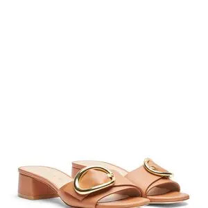STUART WEITZMAN Horn Heel Mules With Round Buckle