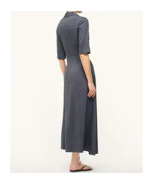 Staud Joan Dress With Lapel Collar And Button Closure