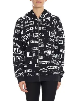 Moschino Printed Logo Zip-up Hooded Jacket