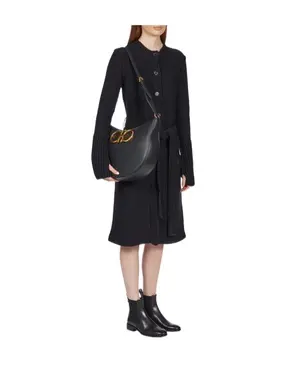 FERRAGAMO Maxi Gancio Shoulder Bag - Black
