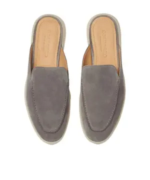 SCAROSSO Lucrezia Suede Slip-on Mules - Grey