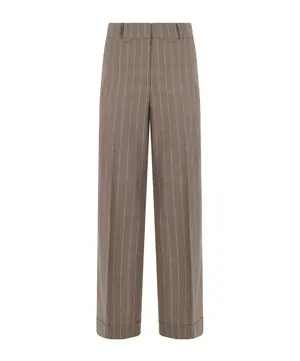 Peserico Pinstriped Wide-leg Trousers - Gray