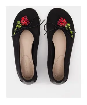 Simone Rocha Floral Embellished Mesh Ballet Flats - Black