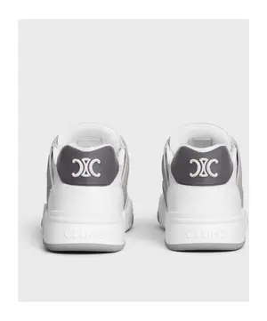 Celine Ct-09 Calfskin And Mesh Trainers - Optical White/gray