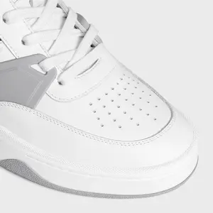 Celine Ct-09 Calfskin And Mesh Trainers - Optical White/gray