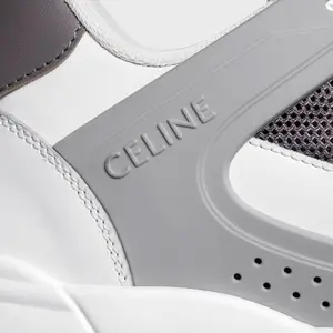 Celine Ct-09 Calfskin And Mesh Trainers - Optical White/gray