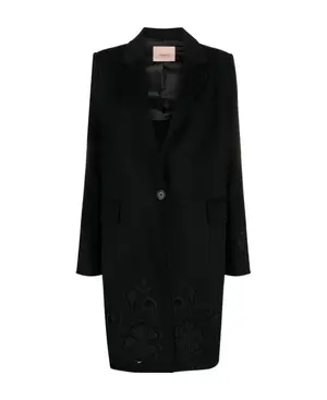 TWINSET Single-breasted Coat With Floral Embroidery
