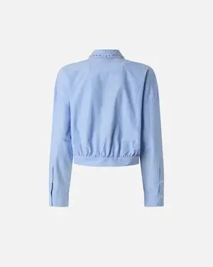 Pinko Striped Rhinestone-collar Cropped Shirt