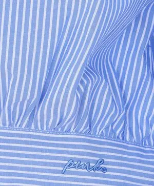 Pinko Striped Rhinestone-collar Cropped Shirt - Blue