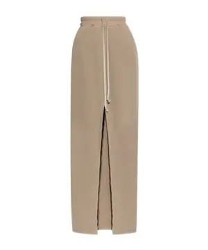 Rick Owens Maxi Skirt With Drawstring And Slit Detail - Beige