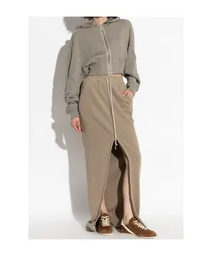 Rick Owens Maxi Skirt With Drawstring And Slit Detail