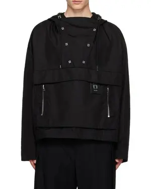 WOOYOUNGMI Hooded Long-sleeve Casual Jacket - Black