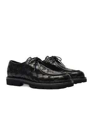 SCAROSSO Damiano Woven Round Toe Lace-up Shoes