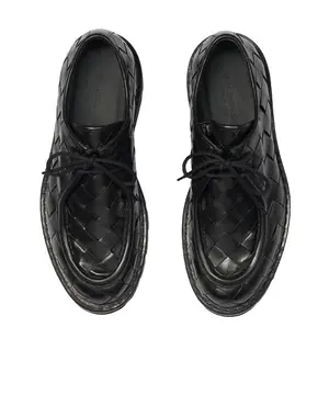 SCAROSSO Damiano Woven Round Toe Lace-up Shoes