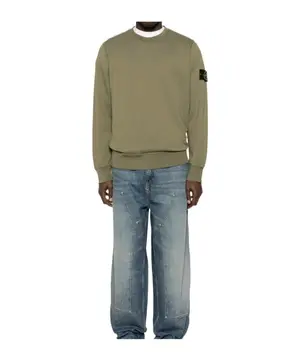 Stone Island Logo Patch Crewneck Sweatshirt - Gray