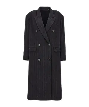 Isabel Marant Étoile Lexana Double-breasted Pinstripe Coat - Black