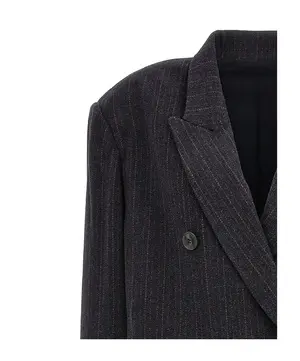 Isabel Marant Étoile Lexana Double-breasted Pinstripe Coat - Black