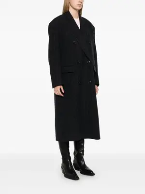 Isabel Marant Étoile Lexana Double-breasted Pinstripe Coat - Black