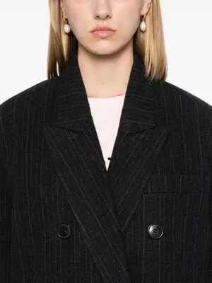 Isabel Marant Étoile Lexana Double-breasted Pinstripe Coat - Black
