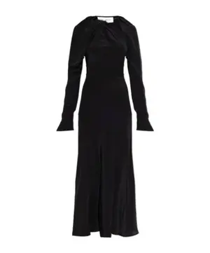 Victoria Beckham Long-sleeve Twisted Midi Dress - Black