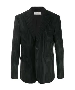 Saint Laurent Pinstriped Buttoned Blazer - Black