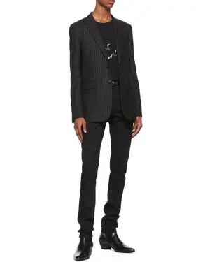 Saint Laurent Pinstriped Buttoned Blazer - Black