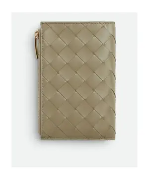 Bottega Veneta Medium Double Fold Zipper Purse - Brown