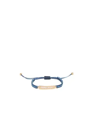 Miu Miu Cotton And Metal Bracelet With Logo - Blue