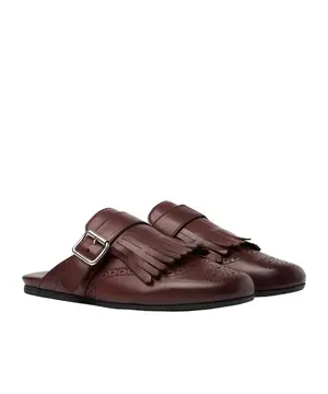 SCAROSSO Gemma Fringed Mule Flat - Cognac