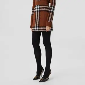 Burberry Kiandra Check Wool Mini Skirt - Brown