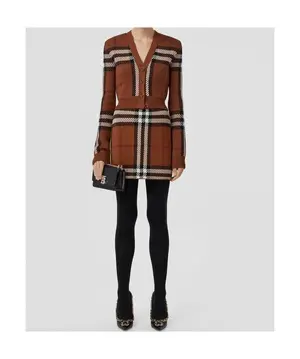 Burberry Kiandra Check Wool Mini Skirt