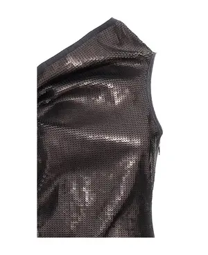 Rick Owens Asymmetrical Neck Sequined Maxi Dress - Black