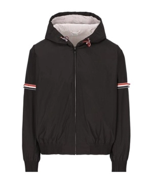 Thom Browne Zip-up Hooded Jacket With Striped Detail