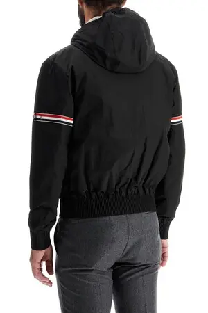Thom Browne Zip-up Hooded Jacket With Striped Detail