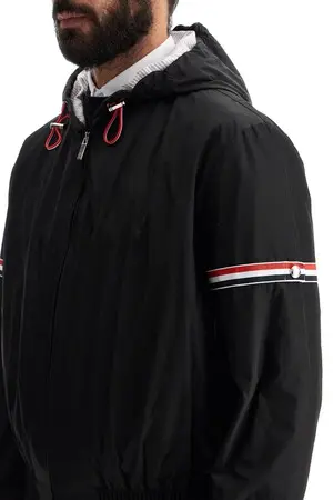 Thom Browne Zip-up Hooded Jacket With Striped Detail