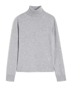 Max Mara Educata Ribbed Turtleneck Sweater - Light Gray
