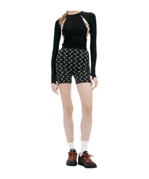 MARINE SERRE All Over Moon Print Elastic Waist Shorts - Black