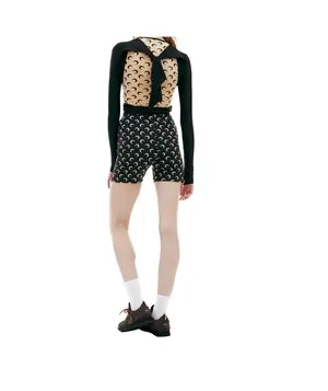 MARINE SERRE All Over Moon Print Elastic Waist Shorts - Black