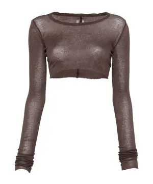 Rick Owens Long Sleeve Cropped Top - Brown