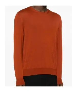 Saint Laurent Crew Neck Long Sleeve Sweater - Brown