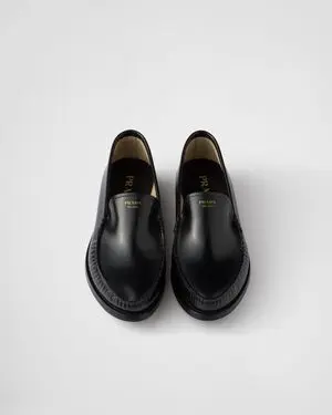 Prada Logo-debossed Ruched Loafers - Black