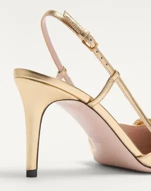 Valentino Garavani Vlogo Signature Slingback Pumps In Laminated Nappa Leather - Bronze