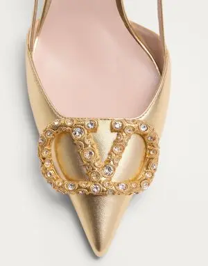 Valentino Garavani Vlogo Signature Slingback Pumps In Laminated Nappa Leather - Bronze