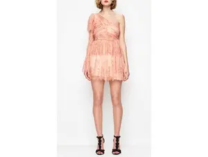 ALICE MCCALL One-shoulder Rose Lace Mini Dress